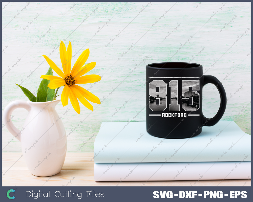 Vintage Rockford 815 Area Code Illinois Skyline SVG PNG Cutting Files ...