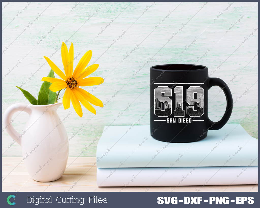Vintage San Diego 619 Area Code California Skyline SVG PNG Files ...