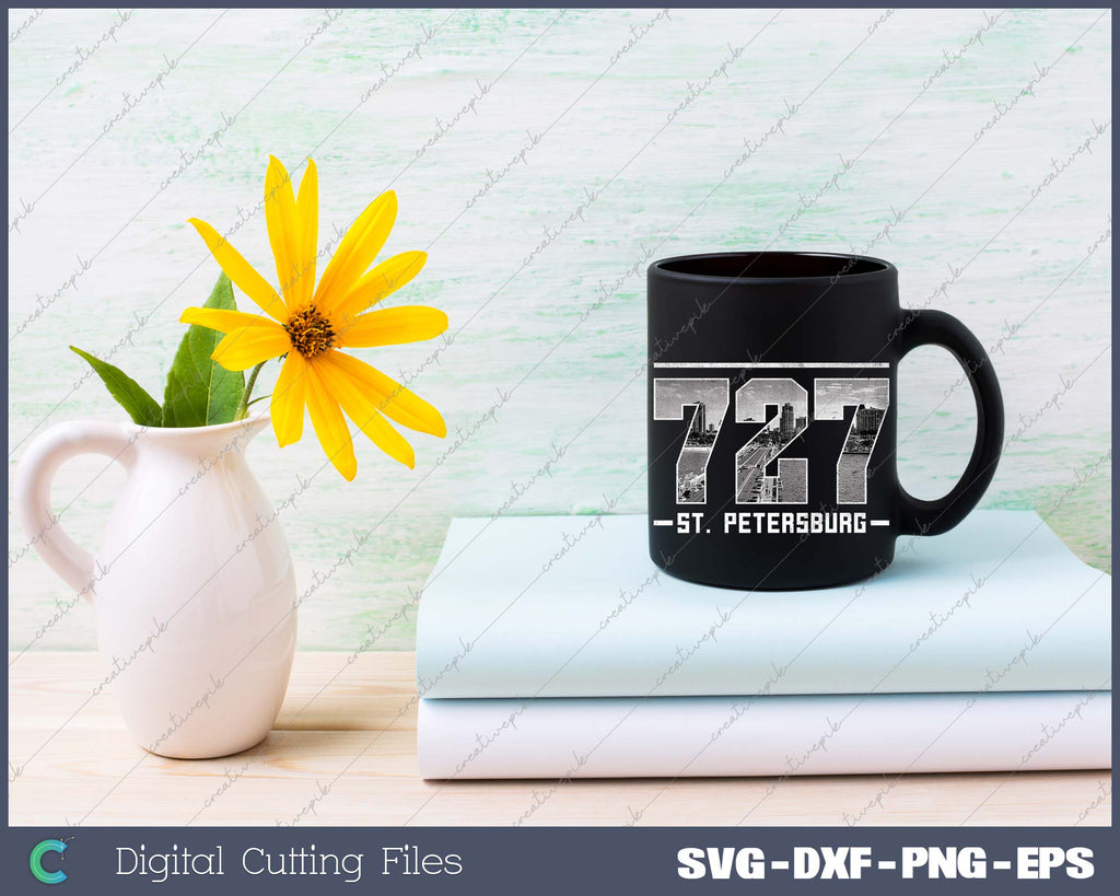 Vintage St. Petersburg 727 Area Code Florida Skyline SVG PNG Files ...