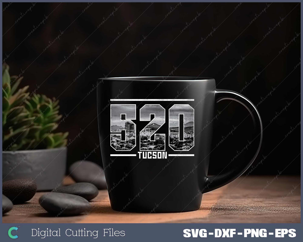 Vintage Tucson 520 Area Code Arizona Skyline SVG PNG Printable Files ...
