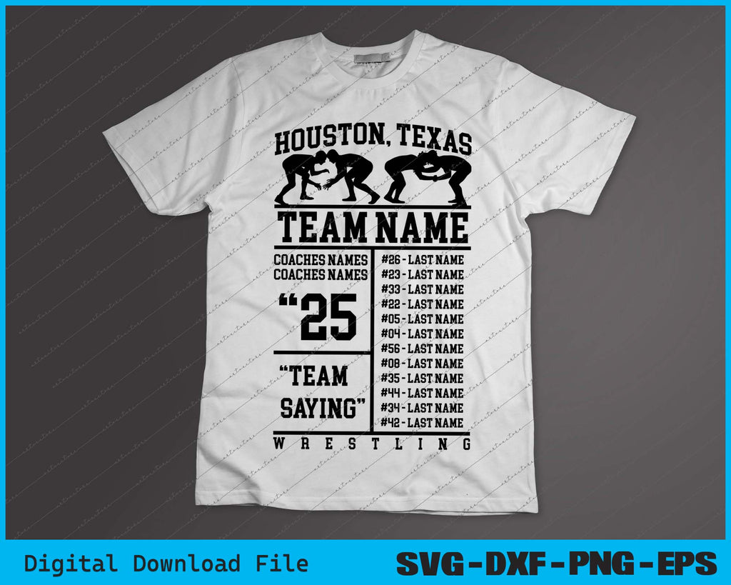 Wrestling Team Roster Template SVG PNG Cutting Printable Files ...