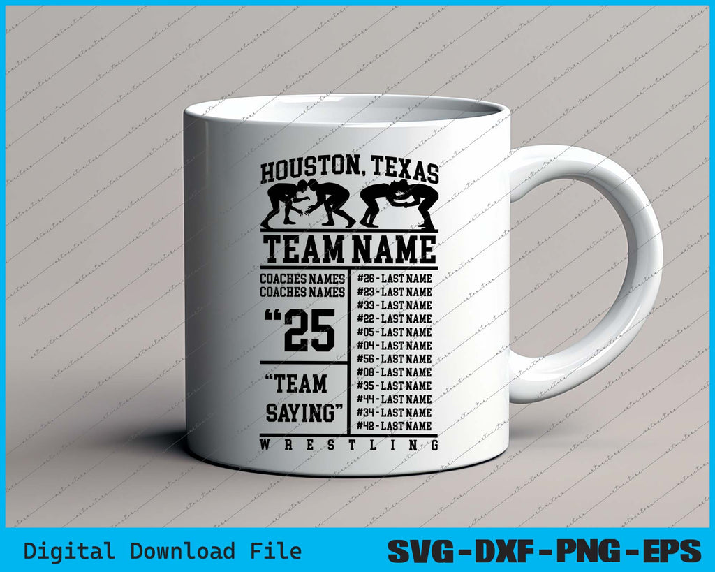 Wrestling Team Roster Template SVG PNG Cutting Printable Files ...