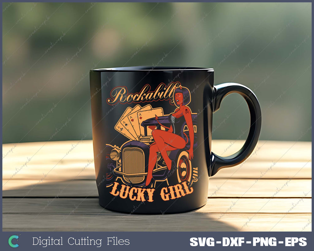 Rockabilly Lucky Girl SVG PNG Cutting Printable Files – creativepik